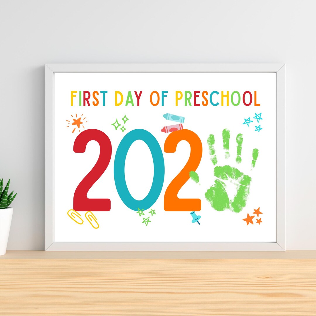 First Day of Preschool 2025 Handprint Art Craft, Preschool Back to ...