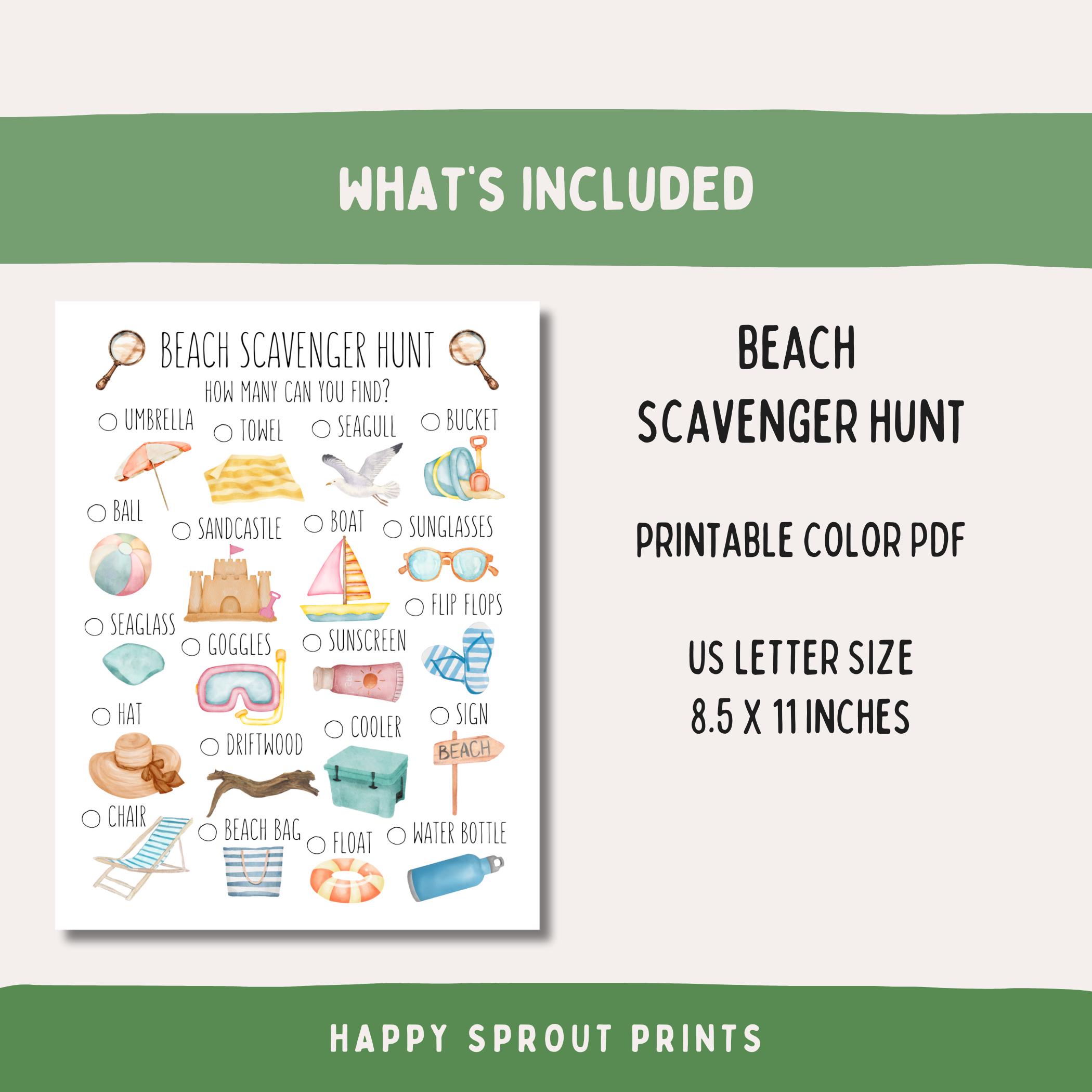 Lake Scavenger Hunt Activity, Beach Vacation Scavenger Hunt List ...