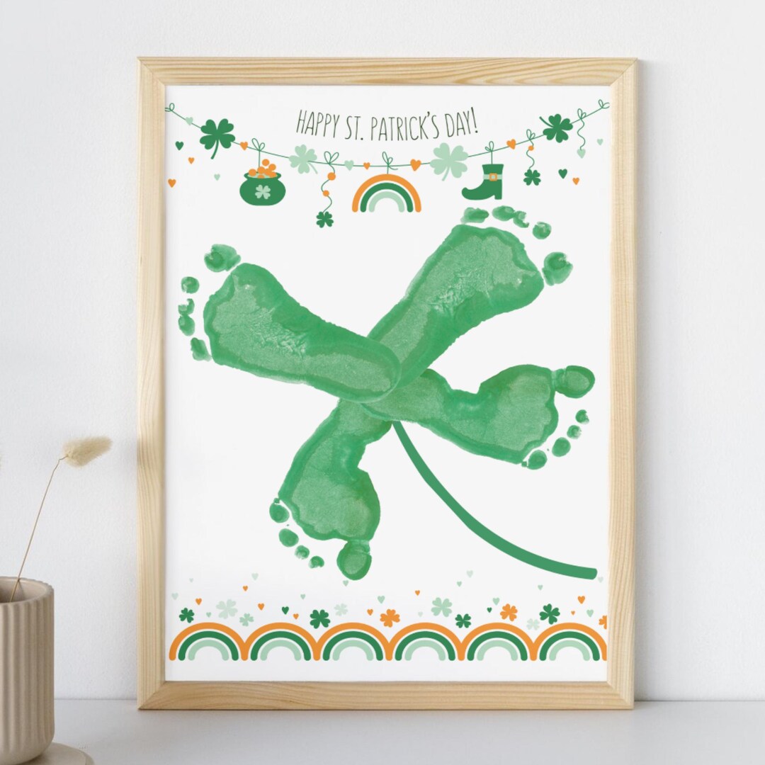 Four Leaf Clover Footprint Craft, St. Patrick's Day Handprint Keepsake ...