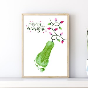 Merry and Bright Footprint Craft DIY, Christmas Lights Handprint Art ...