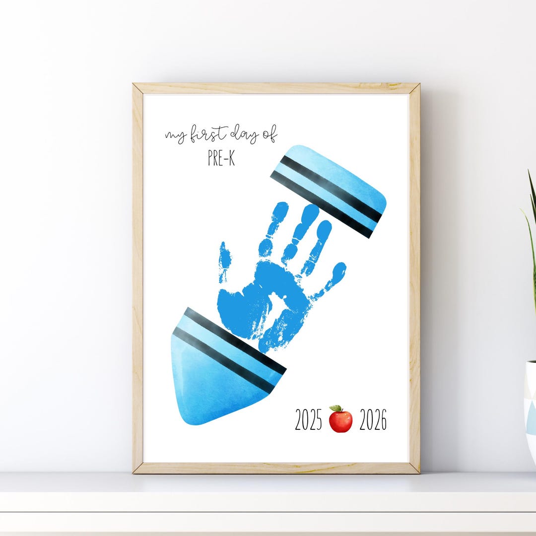 First Day of Pre-k Handprint Craft, Crayon Handprint Craft, Back to ...