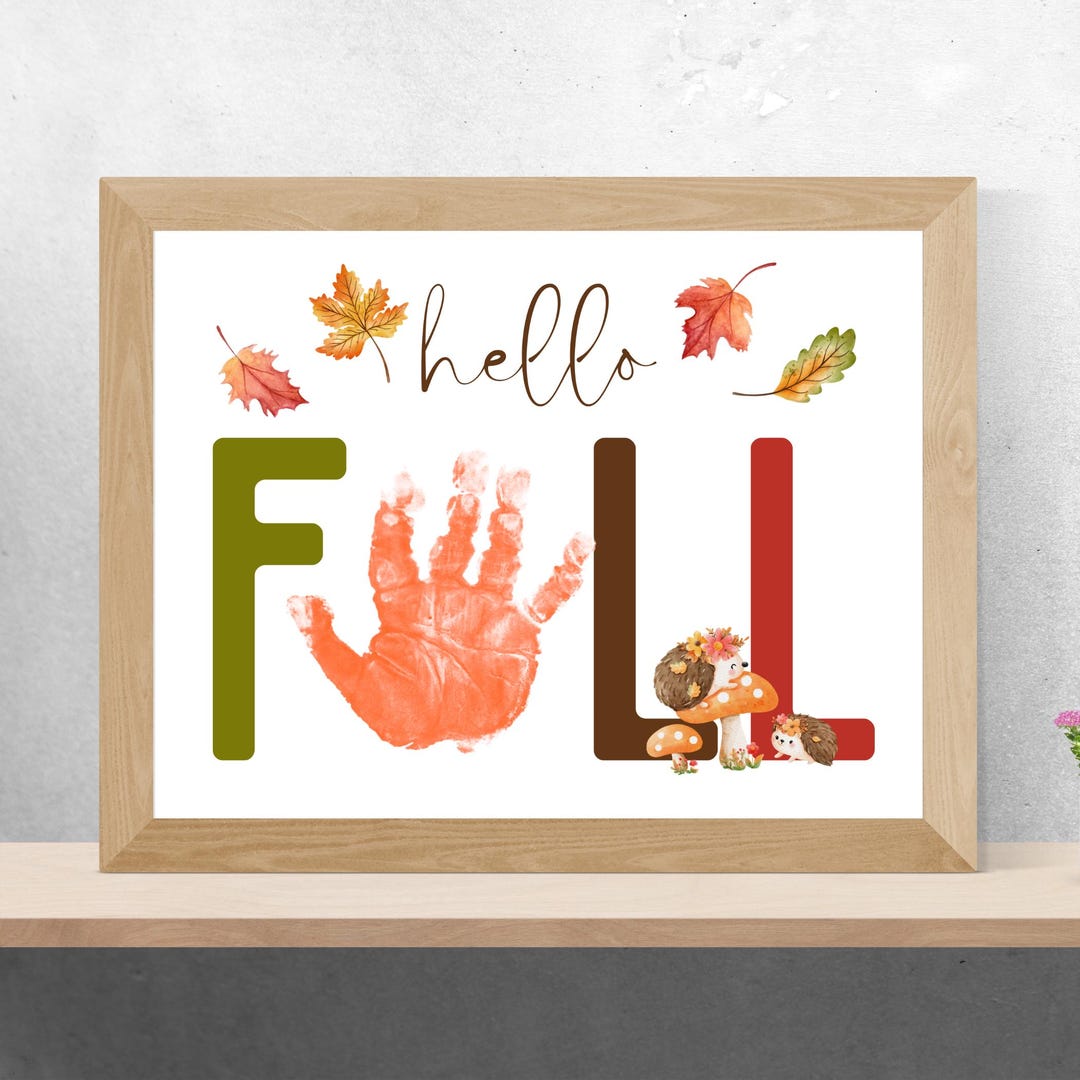 Hello Fall Handprint Craft DIY, Hedgehog Autumn Handprint Craft ...