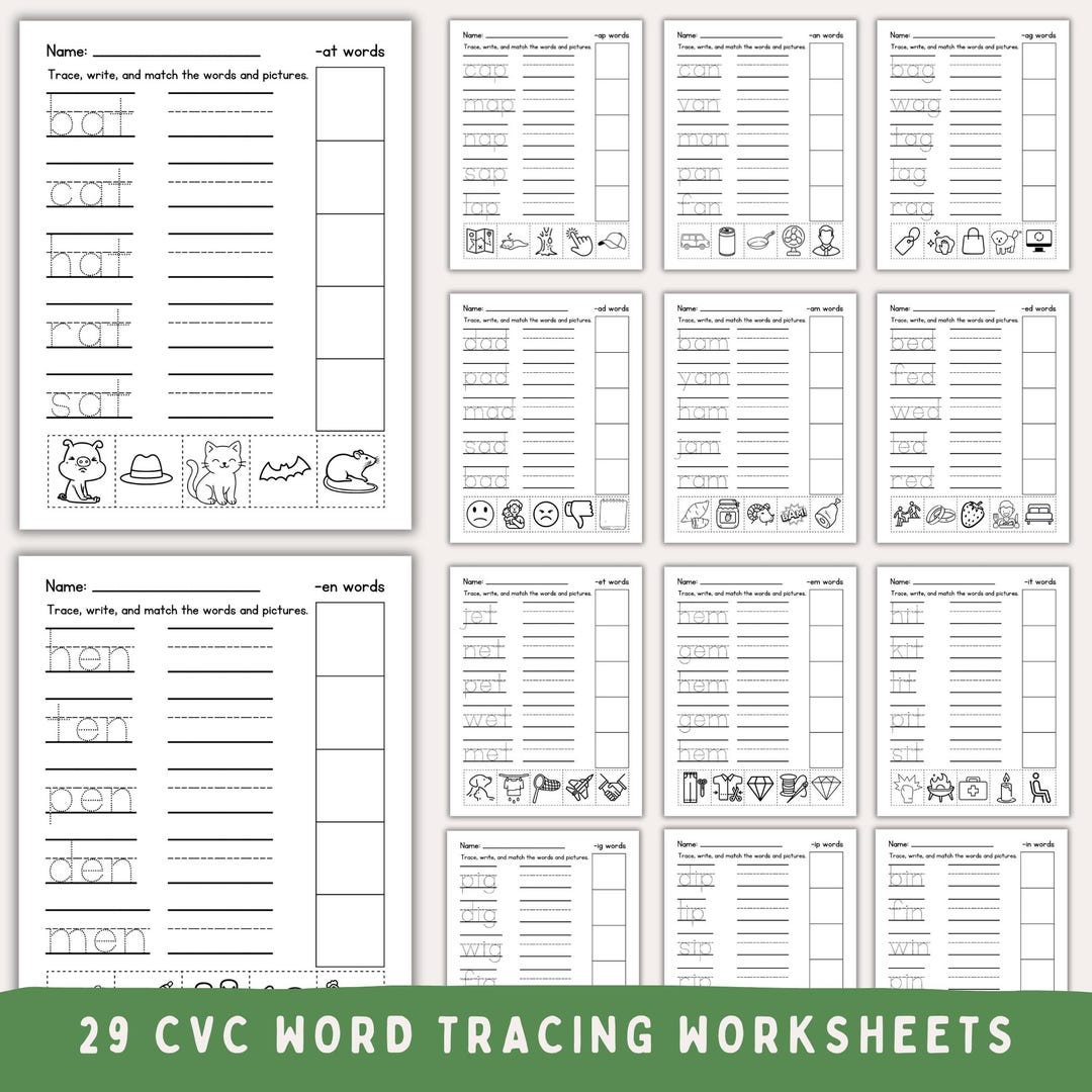 CVC Word Worksheets, Cvc Words With Picture, Handwriting Fine Motor ...