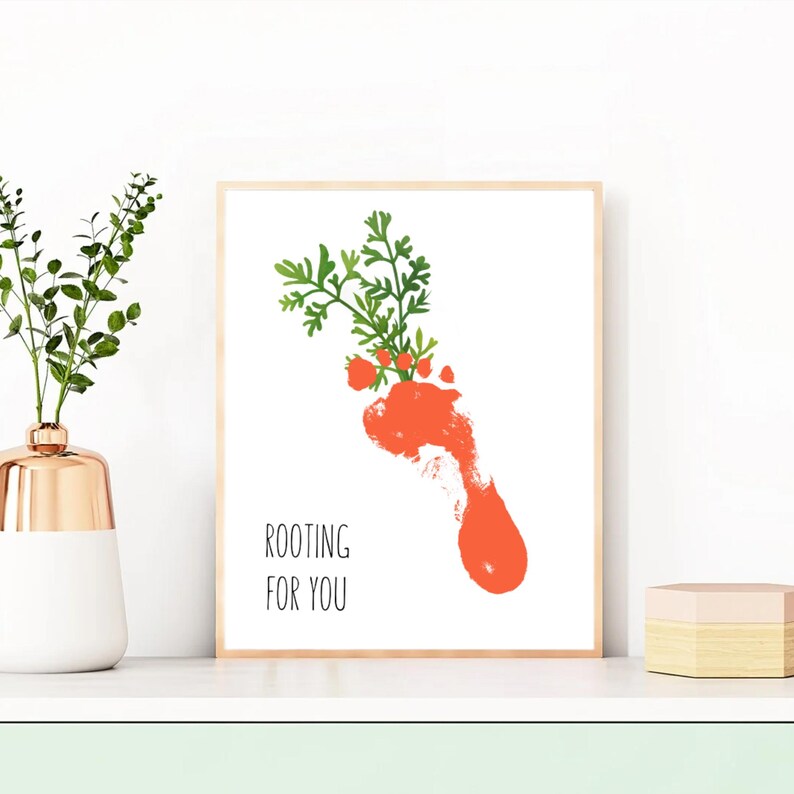 Rooting for You Footprint Art Craft DIY, Carrot Toddler Keepsake Art ...