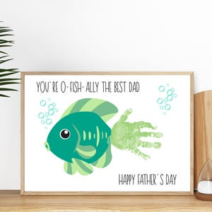 Fish Fathers Day Footprint Art, Ocean Animal Handprint Craft DIY ...