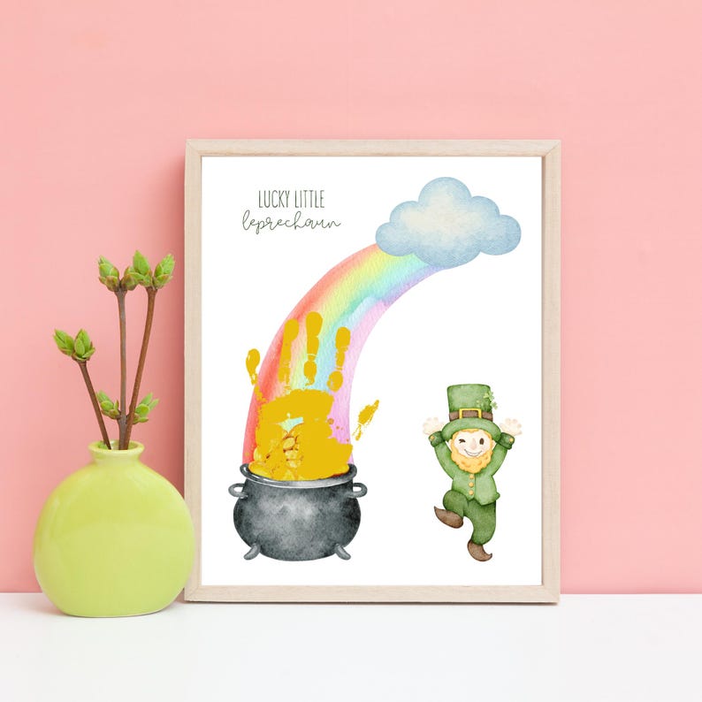 St Patrick's Day Handprint Keepsake Art, Lucky Little Leprechaun ...