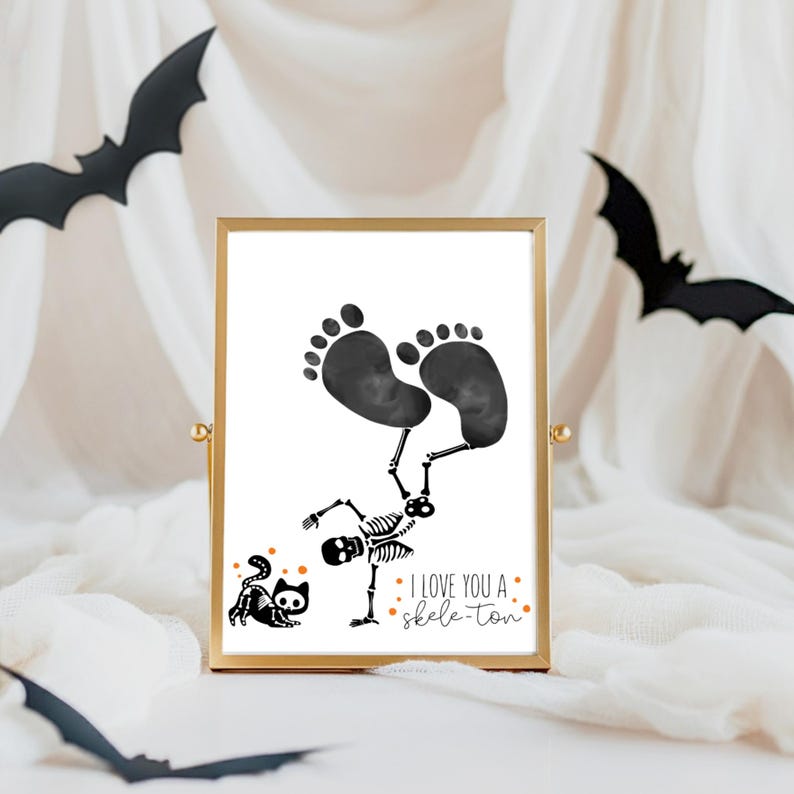 Halloween Skeleton Footprint Craft, Love You A Skele-ton Footprint ...