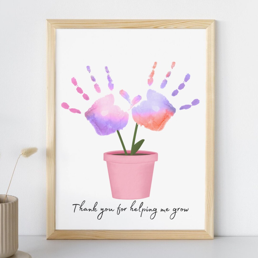 Thank You for Helping Me Grow Handprint Art Craft, Potted Plant Mother ...