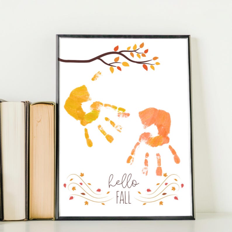 Hello Fall Handprint Art Craft DIY, Falling Leaves Autumn Handprint ...