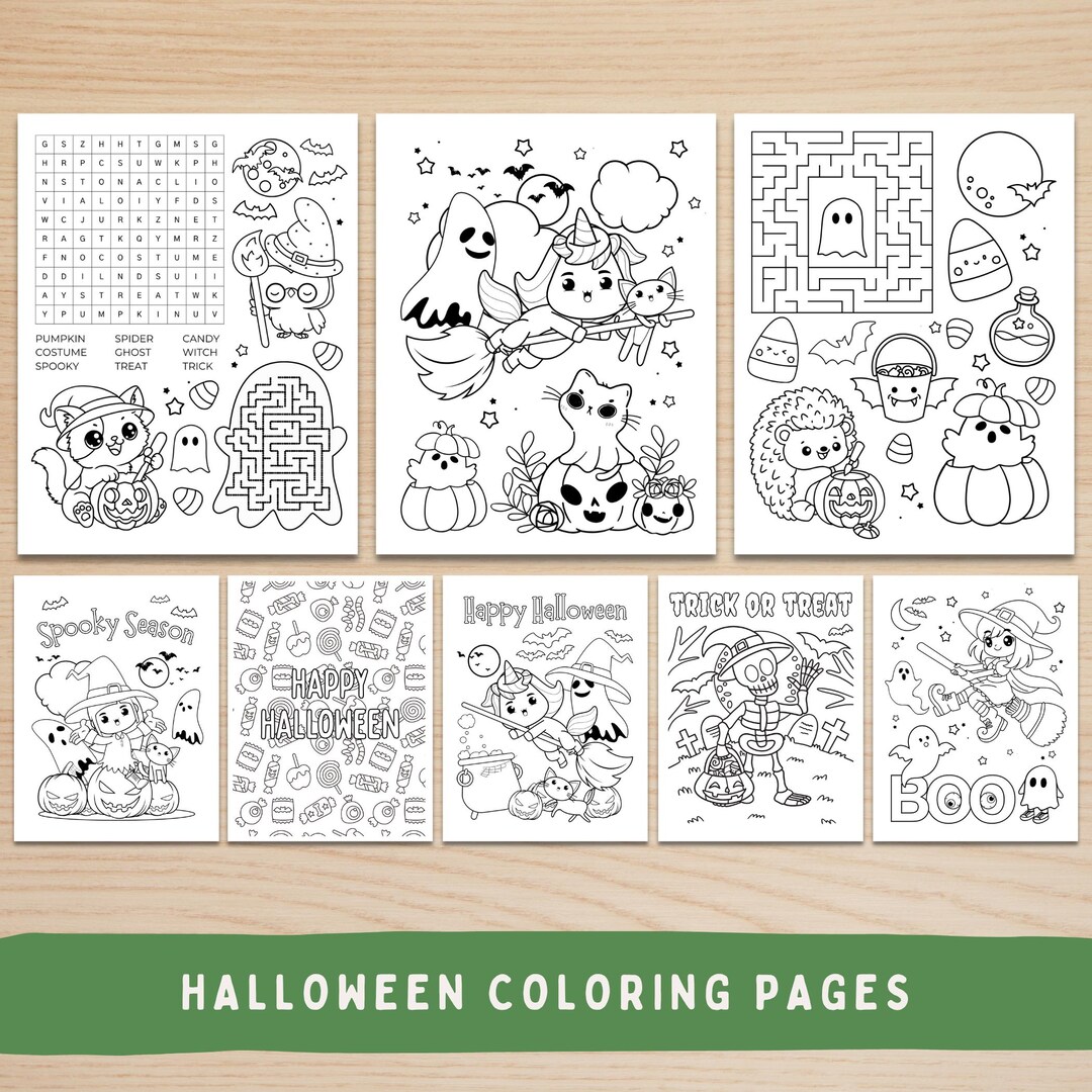 Halloween Coloring Sheet, Cute Witch Coloring Book, Spooky Coloring ...