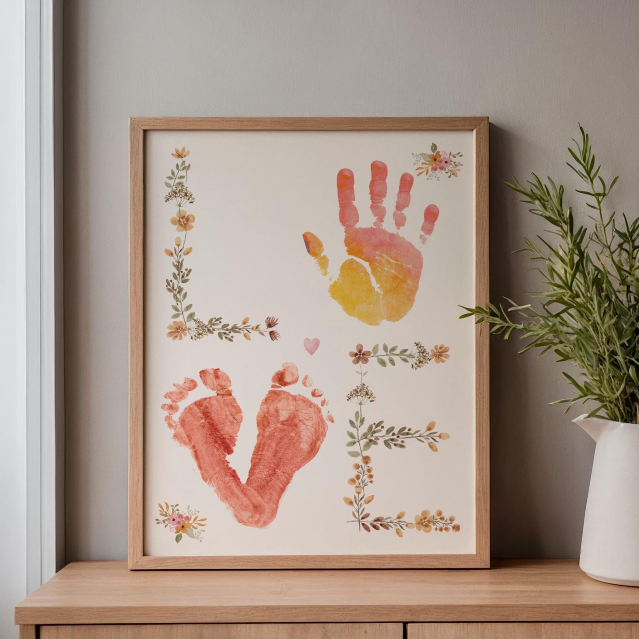 Love Valentine Handprint Craft, Floral Valentine's Day Footprint ...