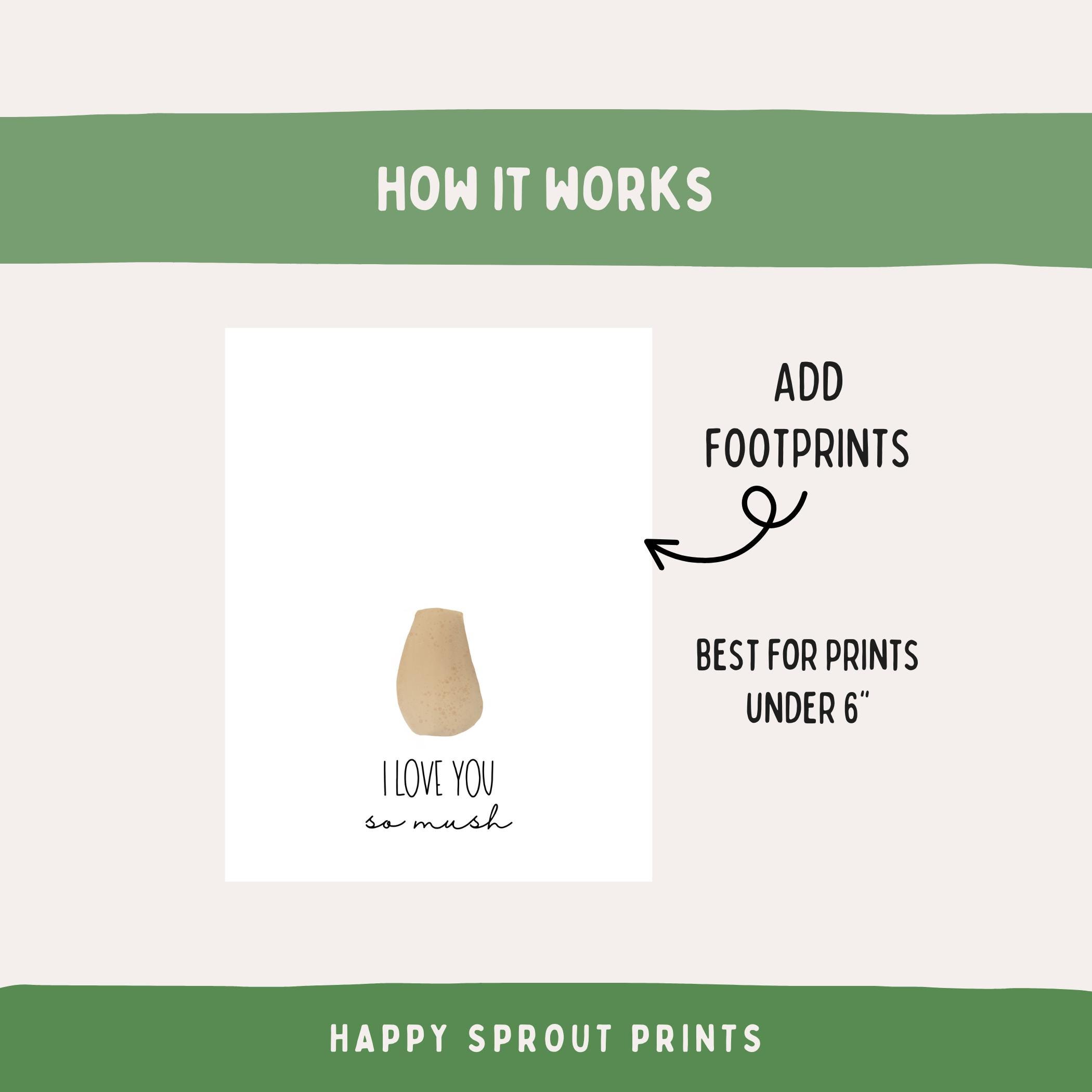 Love You so Mush Baby Footprint Art, Mushroom Infant Footprint Art ...