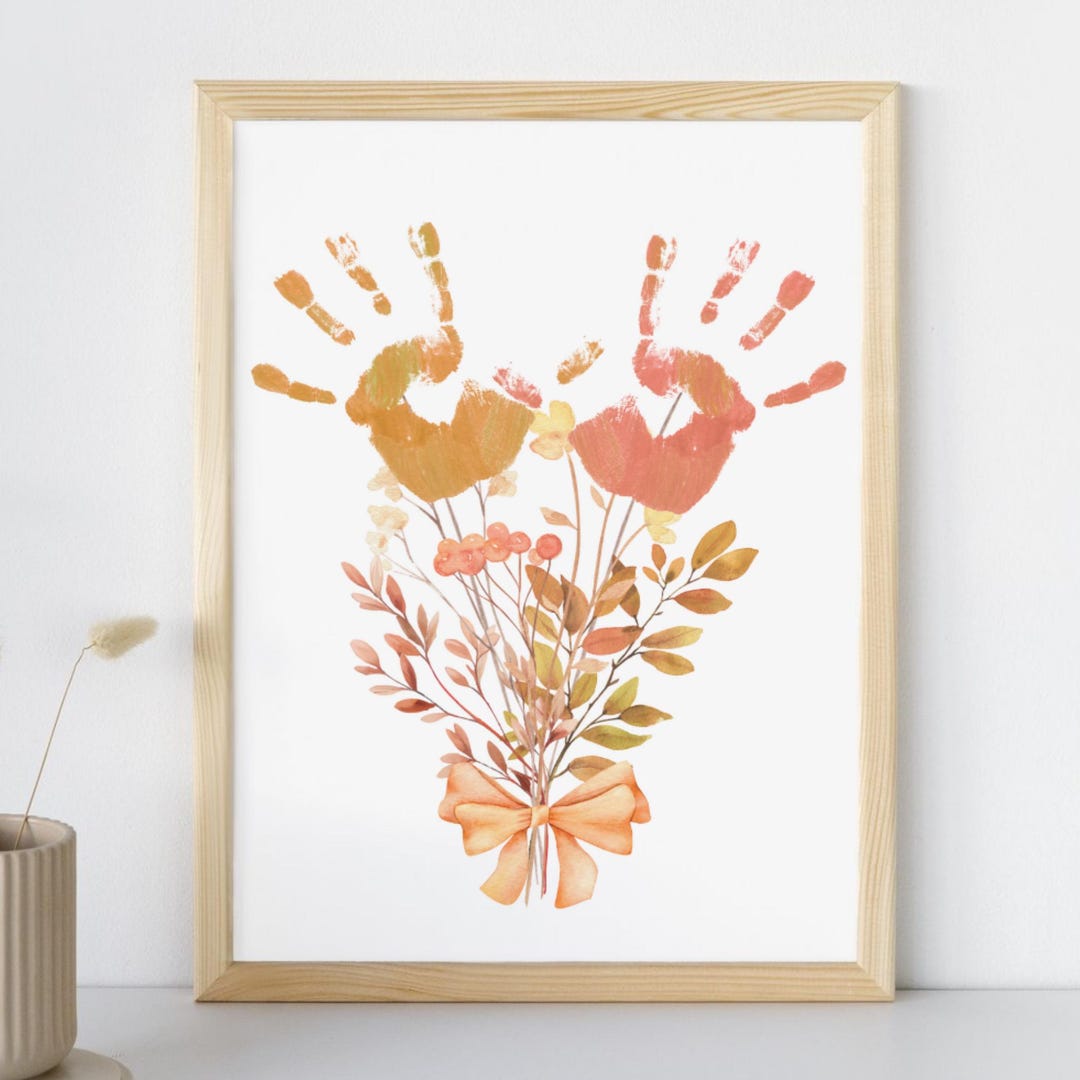 Fall Flower Bouquet Handprint Craft DIY, Autumn Floral Bouquet ...