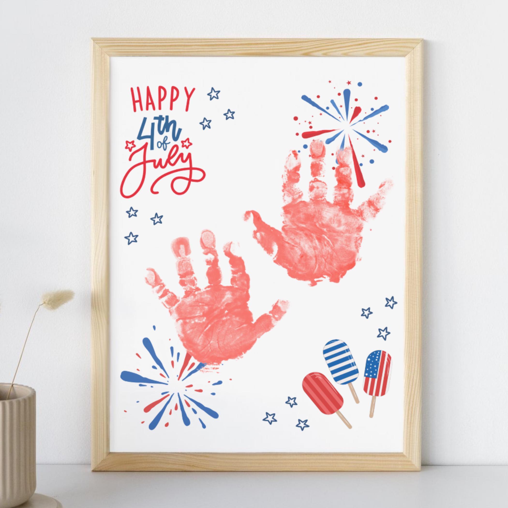 Happy Fourth of July Handprint Art Craft, Patriotic July 4 Toddler ...