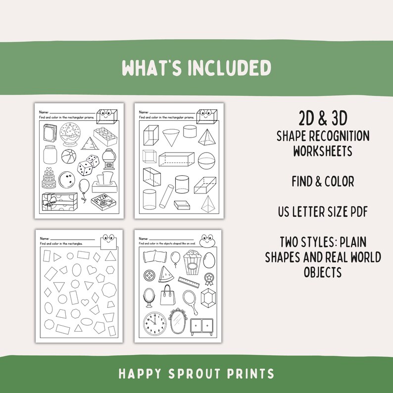 Preschool Worksheet Learn Shapes, Shape Matching Worksheets, Shape Hunt ...