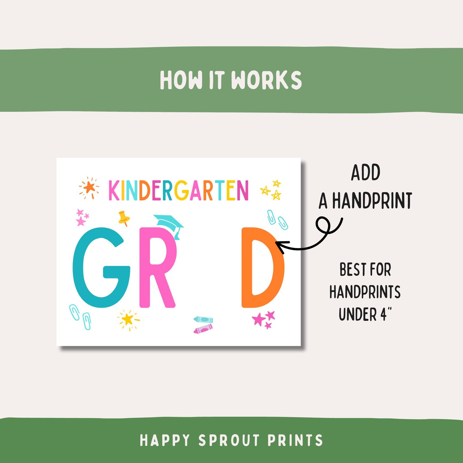 Kindergarten Graduation Handprint Art, End of Year Graduation Handprint ...