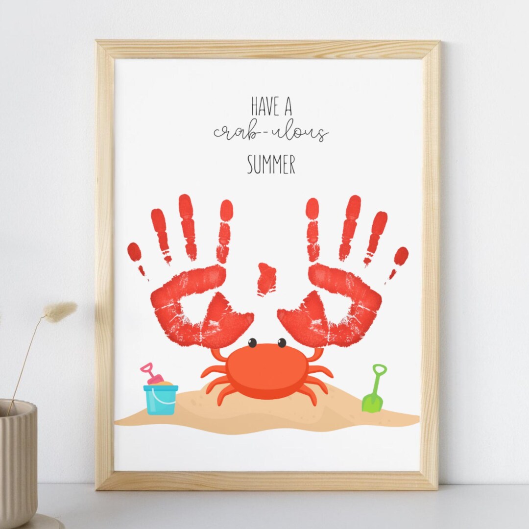 Summer Handprint Art Crab, Crab Handprint Craft, Ocean Animal Handprint ...