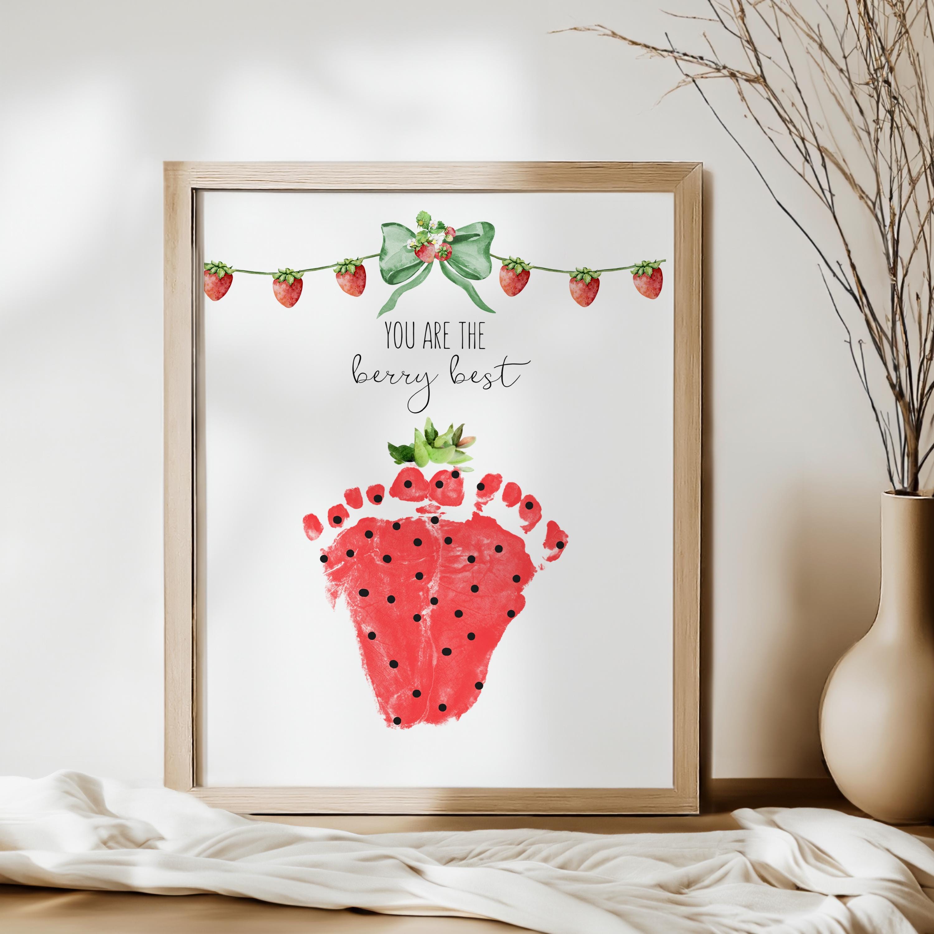 Berry Best Handprint Art Craft DIY, Strawberry Toddler Keepsake Art ...