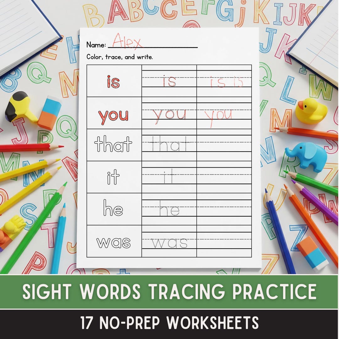 Kindergarten Sight Words Worksheets, Fry 100 Sight Words for Tracing ...