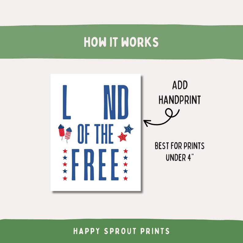 Land of the Free Fourth of July Handprint Art Craft, Patriotic Memorial ...