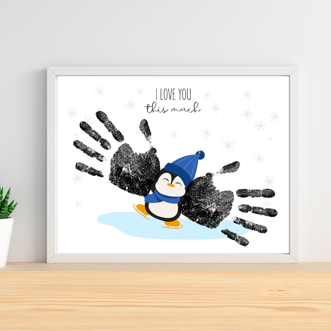 I Love You This Much Handprint Craft, Winter Ice Skating Penguin ...