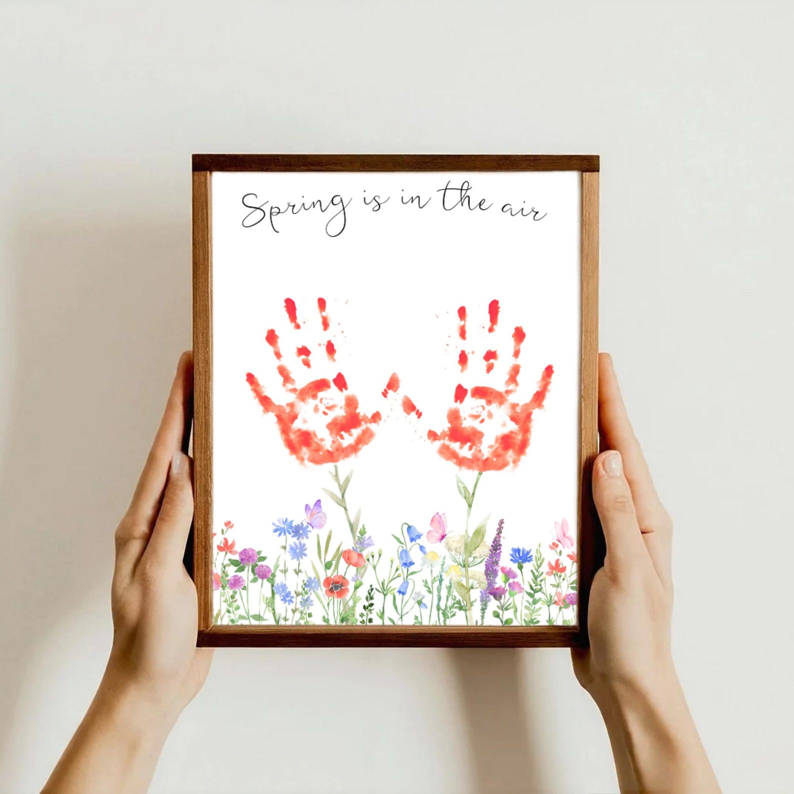 Spring is in the Air Handprint Art Craft, Watercolor Spring Floral ...