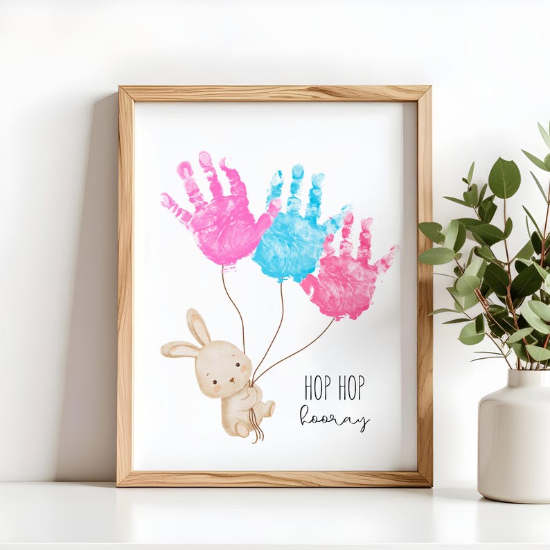 Hop Hop Hooray Handprint Craft DIY, Toddler Handprint Art Bunny, Easter ...
