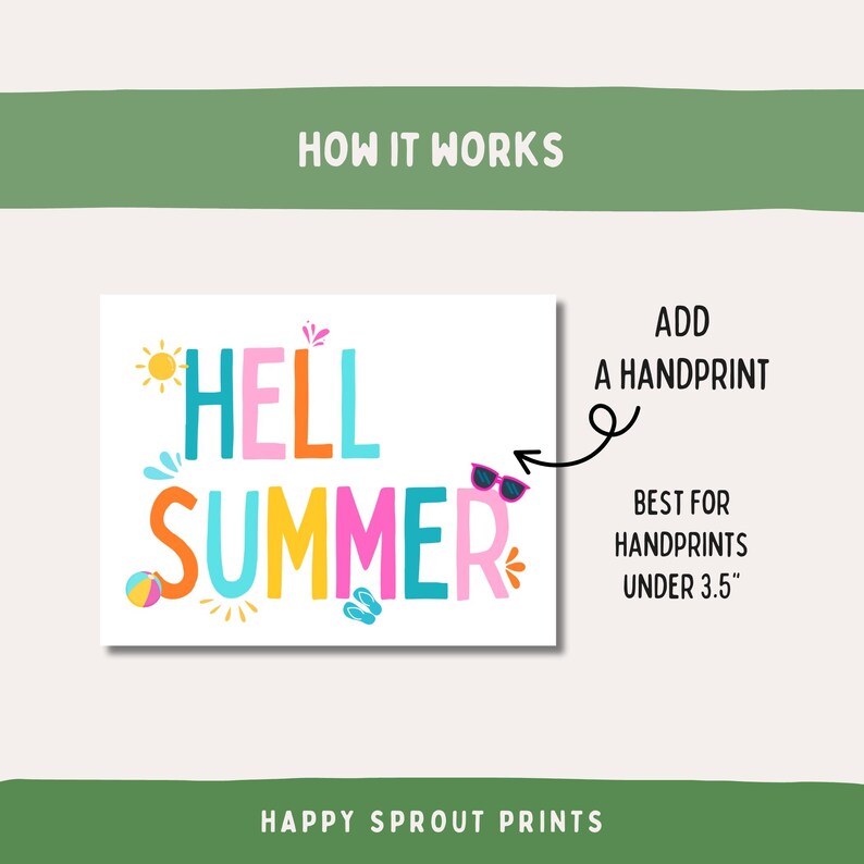 Hello Summer Handprint Art Craft, Cute Summer Toddler Craft, Spring Pre ...