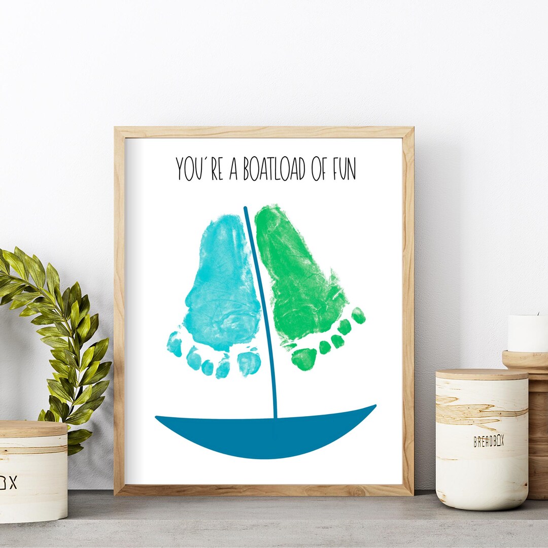 Sailboat Fathers Day Footprint Art, Boatload of Fun Infant Footprint ...