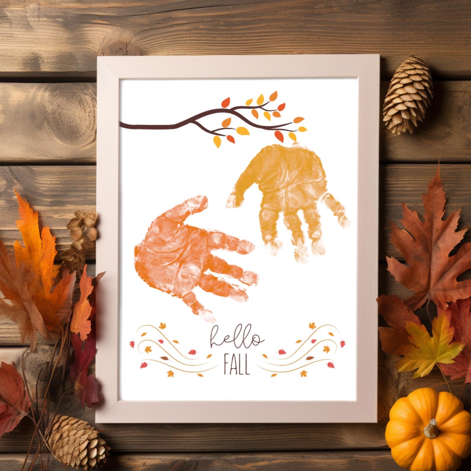 Hello Fall Handprint Art Craft DIY, Falling Leaves Autumn Handprint ...
