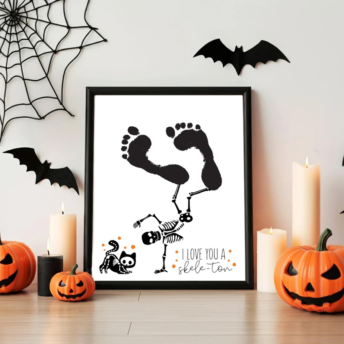 Halloween Skeleton Footprint Craft, Love You A Skele-ton Footprint ...