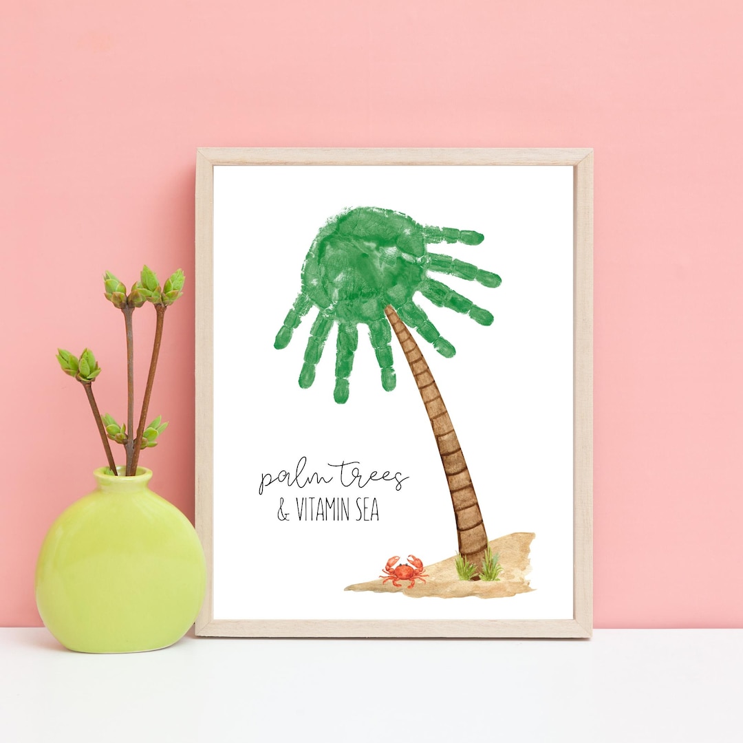 Palm Tree Handprint Keepsake Art, Summer Beach Handprint Art Craft DIY ...