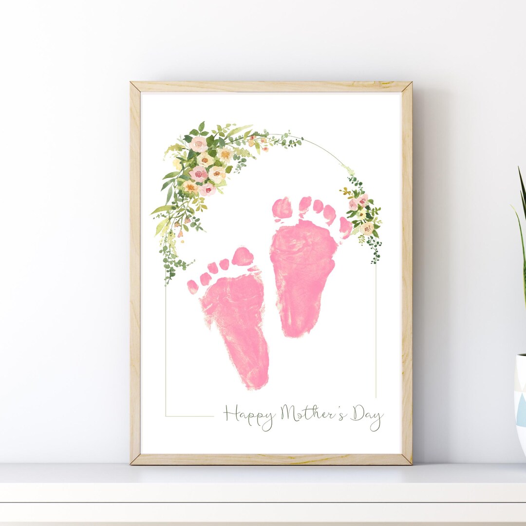 Flower Arch Mother's Day Footprint Art Craft DIY, Watercolor Floral ...