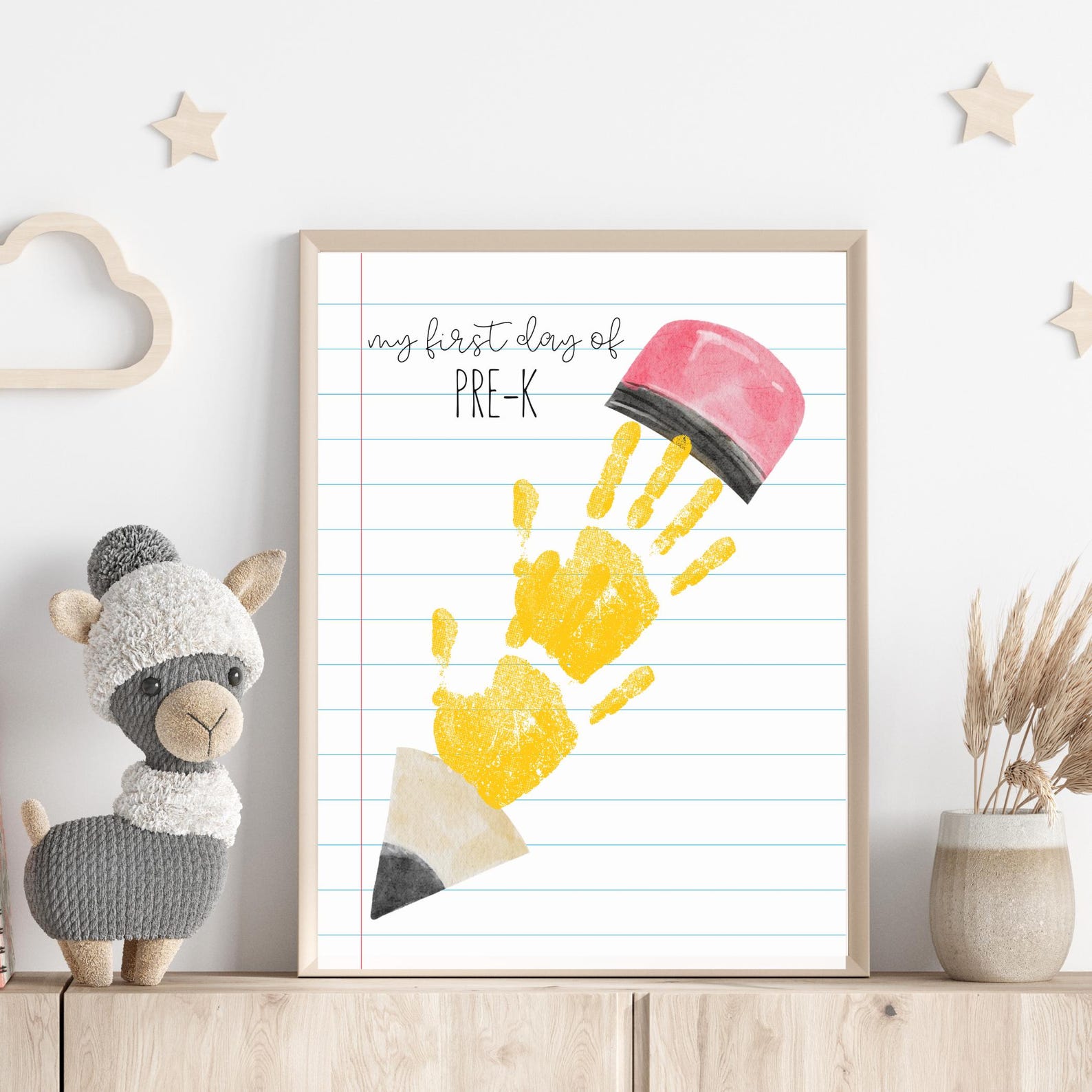 First Day of Pre K Handprint Craft, Pre-k Back to School Keepsake Art ...