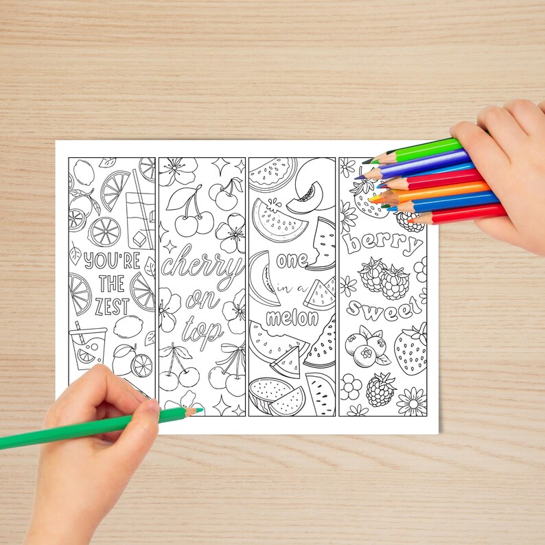 Fruit Coloring Bookmarks, Summer Coloring Bookmarks, Printable Kids ...