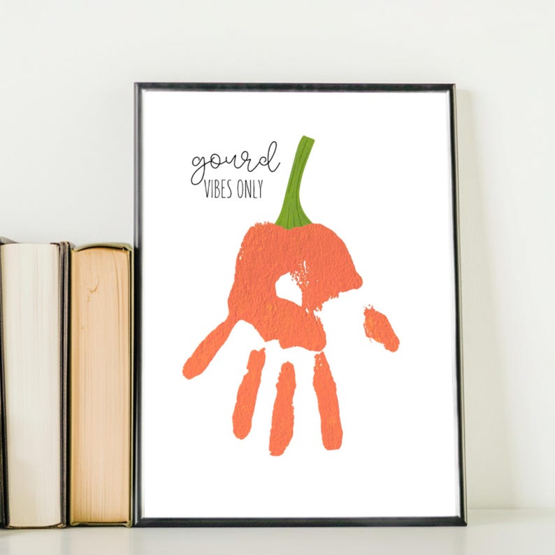 Gourd Vibes Only Footprint Art Craft DIY, Fall Pumpkin Handprint Craft ...