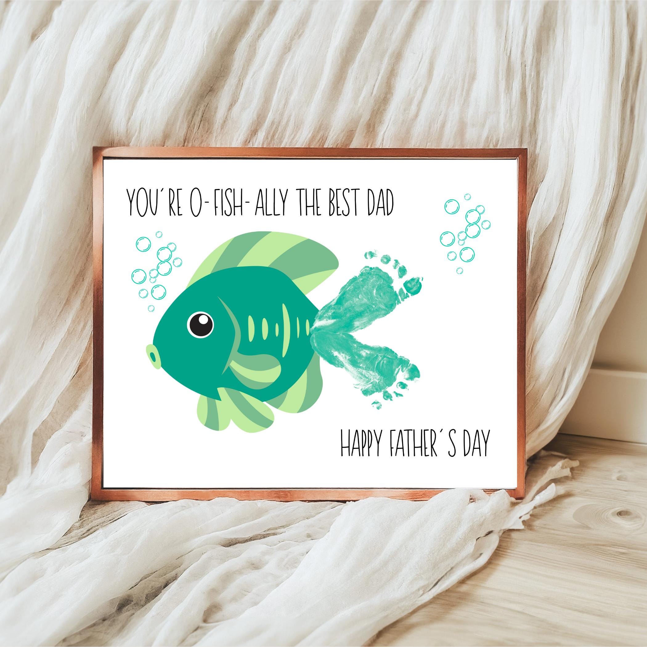Fish Fathers Day Footprint Art, Ocean Animal Handprint Craft DIY ...