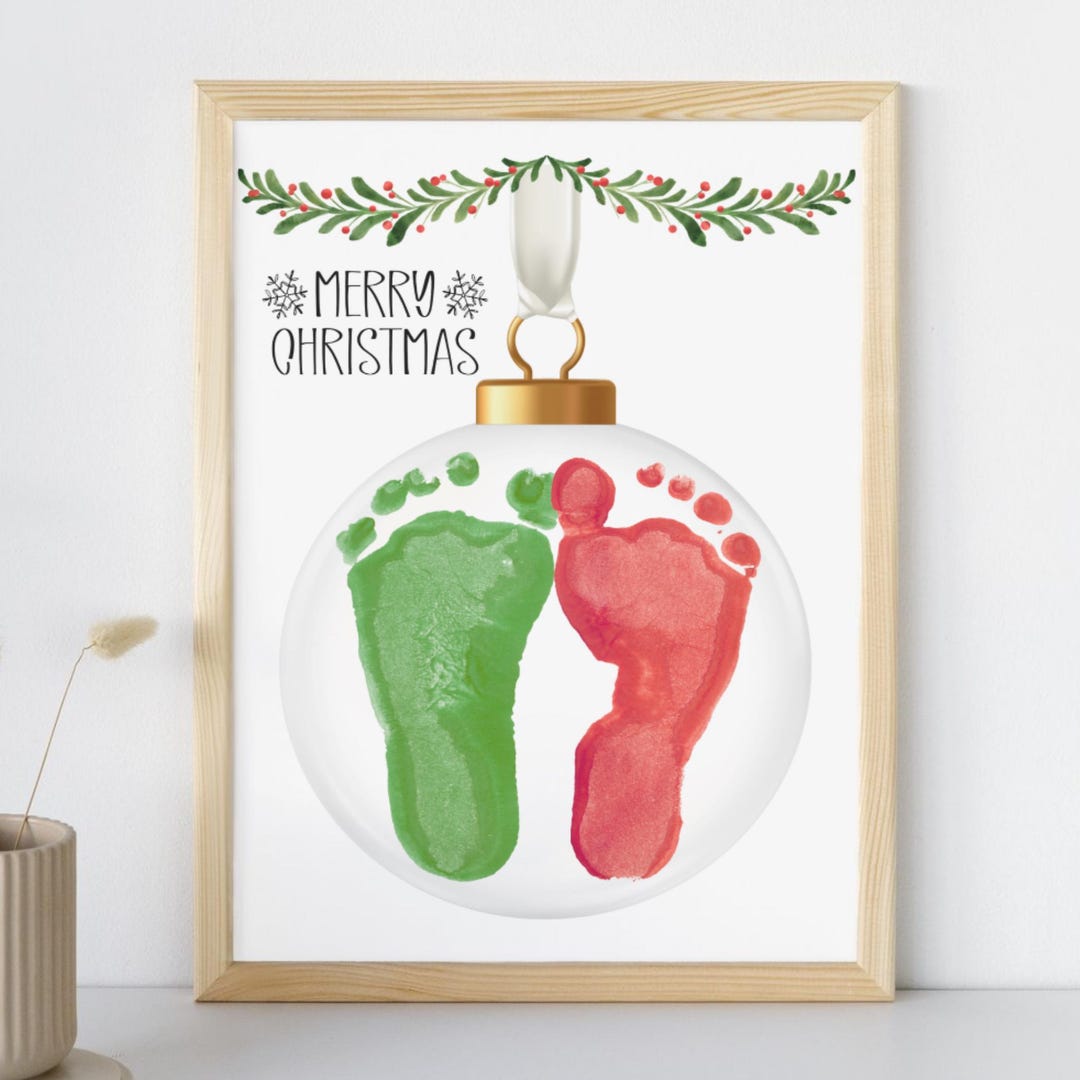 Merry Christmas Ornament Handprint Craft, Christmas Footprint Art ...