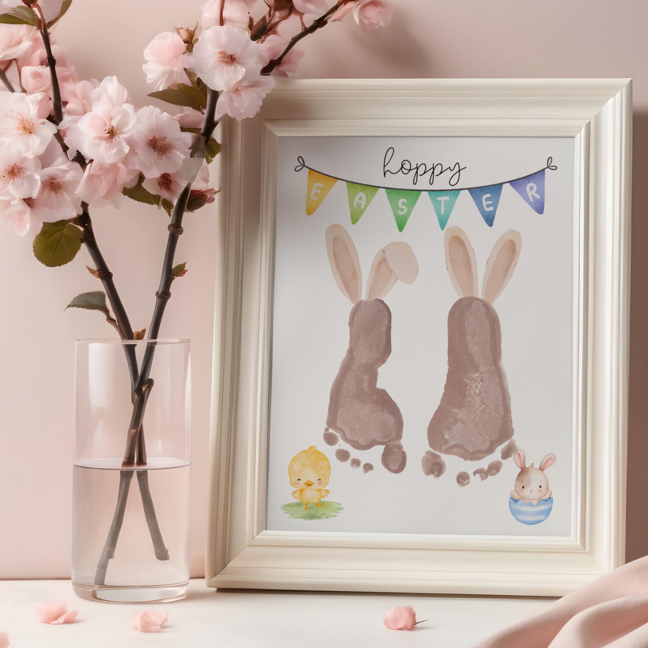 Hoppy Easter Footprint Craft, Bunny Ears Baby Footprint Keepsake Art ...