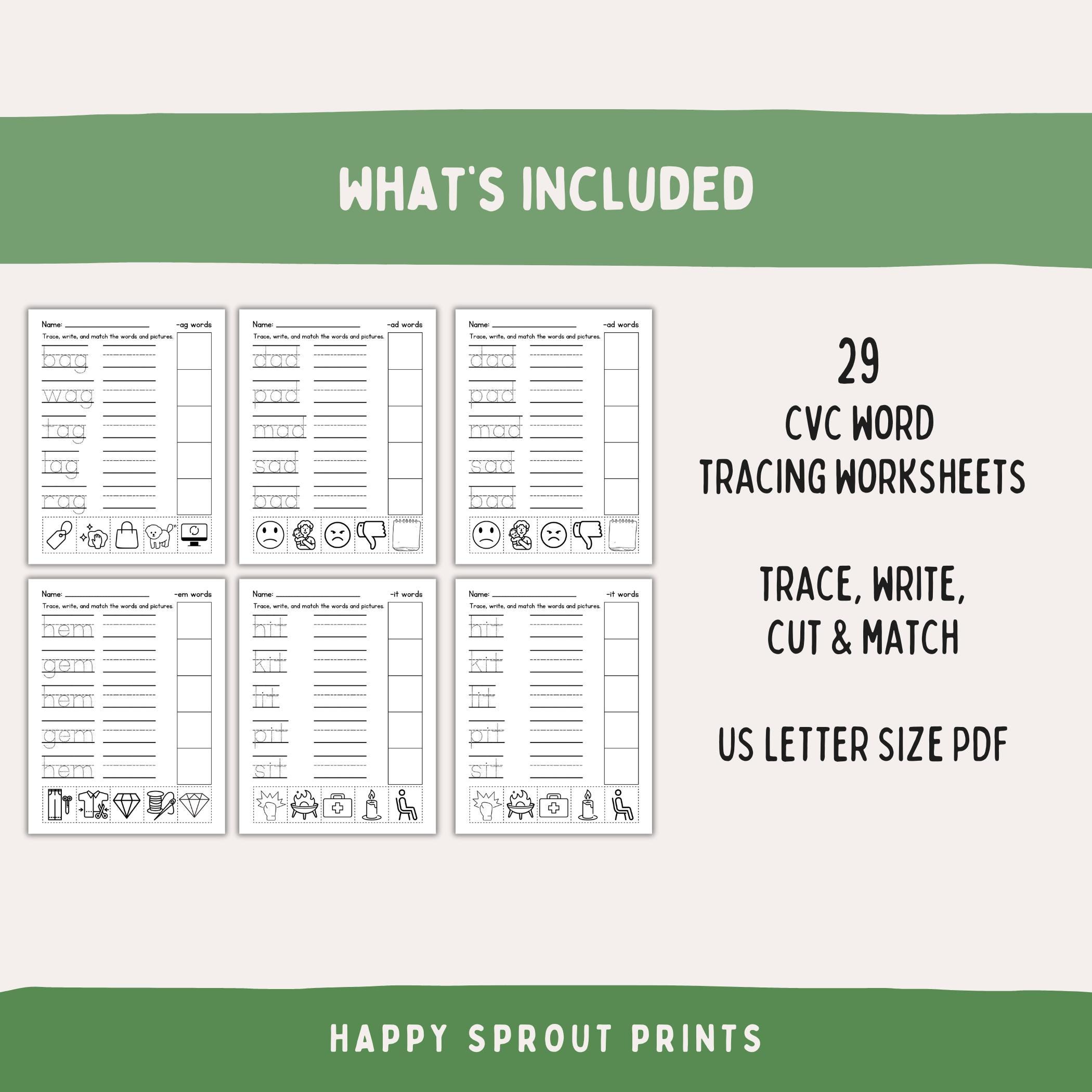 CVC Word Worksheets, Cvc Words With Picture, Handwriting Fine Motor ...