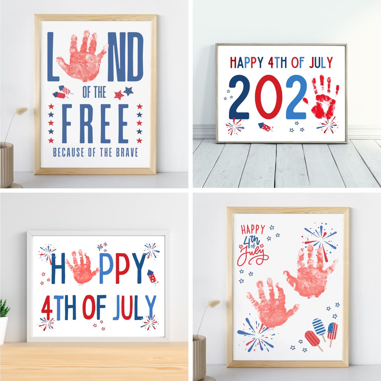Fourth of July Handprint Art Craft Bundle, Patriotic July 4 Toddler ...
