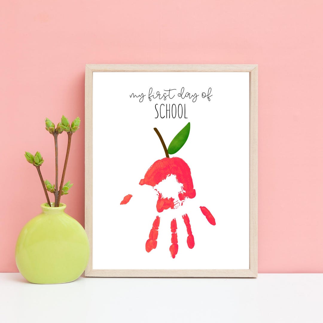 First Day of School Handprint Craft, Apple Back to School Keepsake Art ...