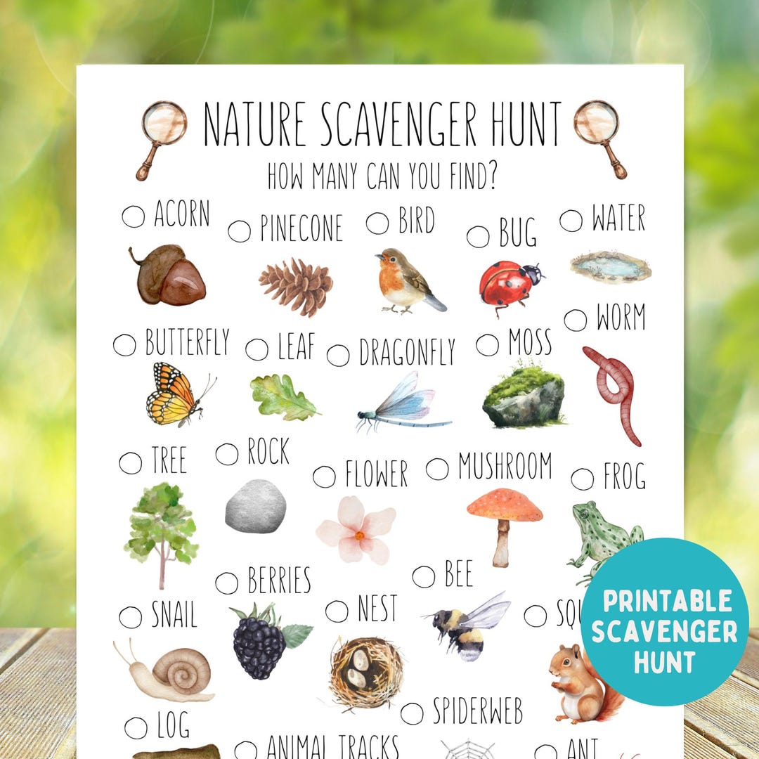 Woodland Scavenger Hunt, Summer Outdoor Scavenger Hunt List, Spring ...