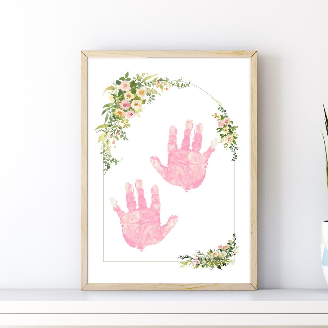 Flower Arch Mother's Day Handprint Art Craft DIY, Watercolor Floral ...