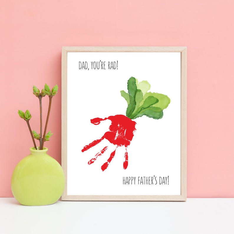 Fathers Day Printable Handprint With Radish, Dad You're Rad Handprint ...