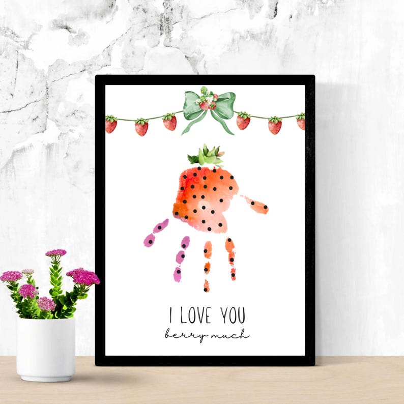 I Love You Berry Much Handprint Art Craft DIY, Mother's Day Handprint ...
