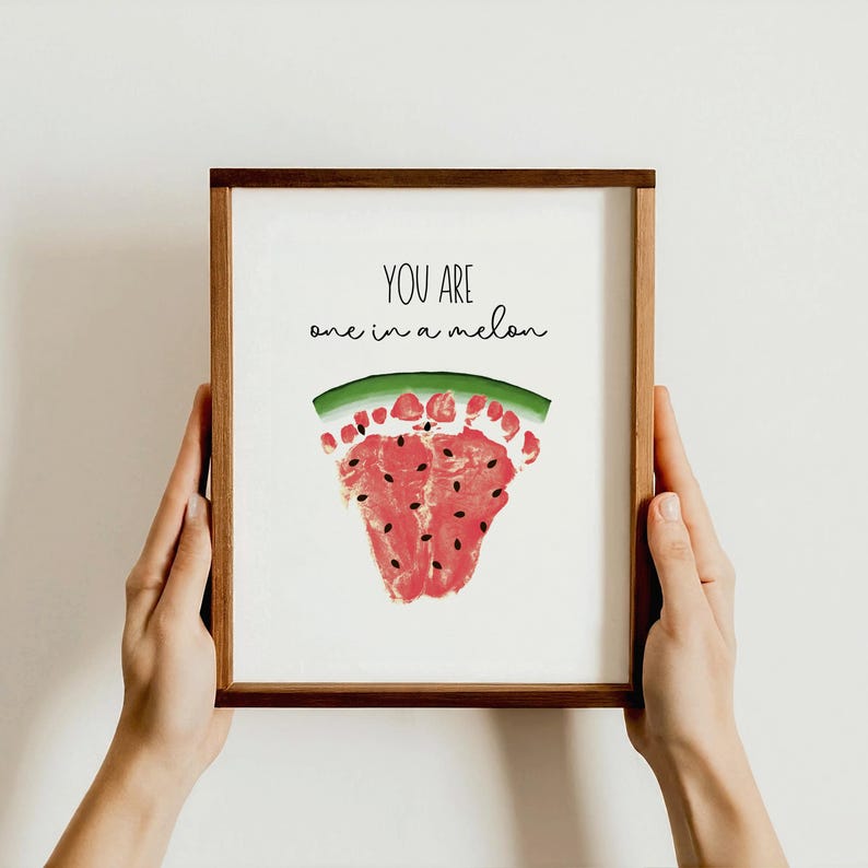 You Are One in A Melon Footprint Art Craft DIY, Summer Watermelon ...