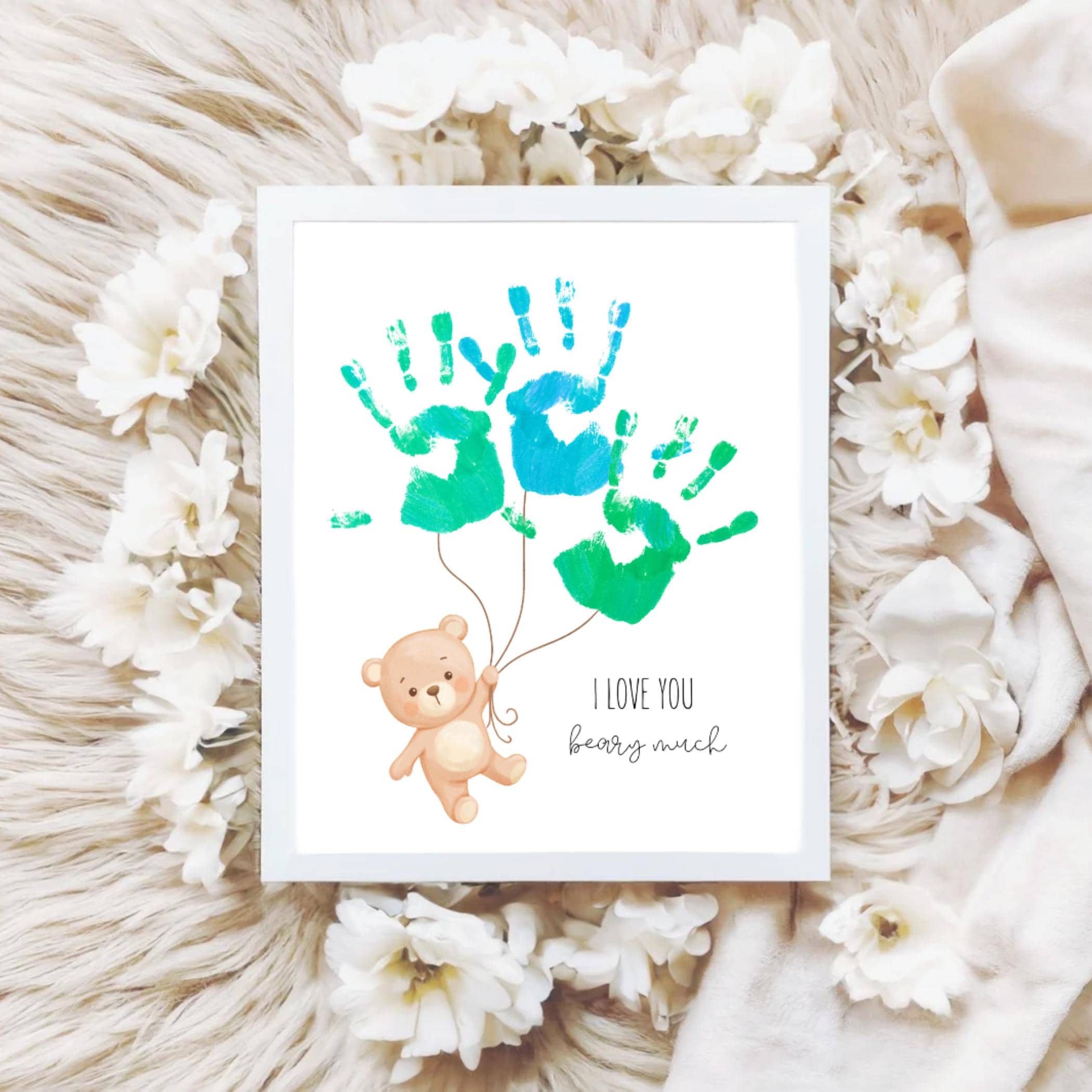 I Love You Beary Much Handprint Craft DIY, Toddler Handprint Art Bear ...