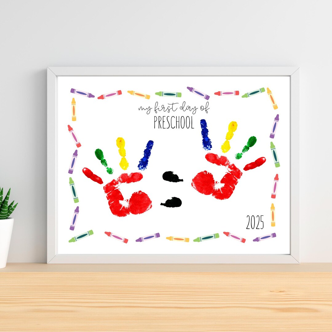 First Day of Preschool 2025 Handprint Art Craft, Preschool Back to ...