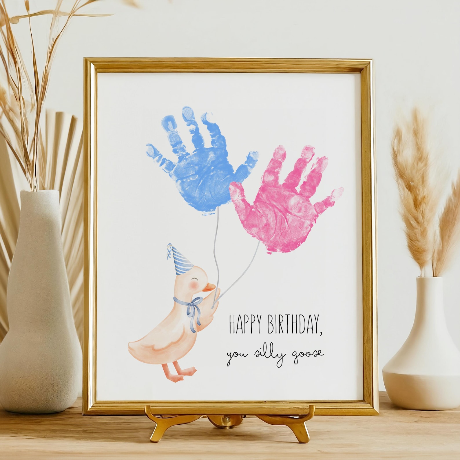 Silly Goose Handprint Art Craft DIY, Happy Birthday Balloon Handprint ...